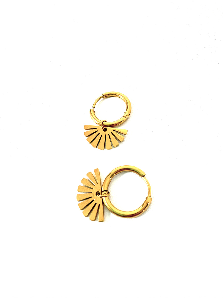 Fan Hoop Earrings| Waterproof Earrings | Monday's Child